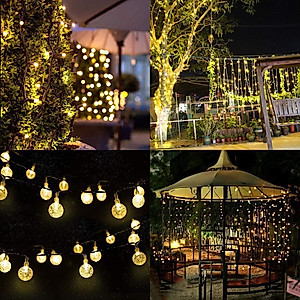 TuoPuLife Solar String Lights Outdoor, 2 Pack 21.3ft 30 LED Crystal Balls Waterproof Globe Solar Powered Fairy String Lights for Christmas Garden Yard Home Patio Wedding Party Holiday Decoration