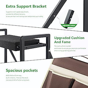 Onadak Anti-Tipping Garden Kneeler and Seat,Foldable Garden Stool Heavy Duty Gardening Bench,Garden Kneelers for Seniors,Great Gardening Gifts for Women and Men, Bench Comes with Tool Pouch,Black