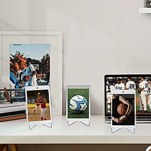 Taie Hyung 10 Count Magnetic Card Holder Case 35pt, One Touch Baseball Card Holders with 5 Stands, Clear Acrylic Card Protector Hard Plastic for Trading Cards Sport Cards Top Loaders