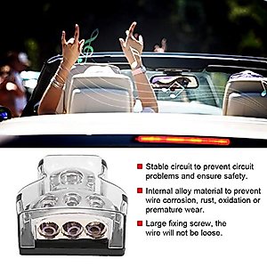 Power Distribution, Alloy Plastic Car Audio T Type Power Supply Distribution 1 * 0GA In 3 * 4GA Out Block Splitter