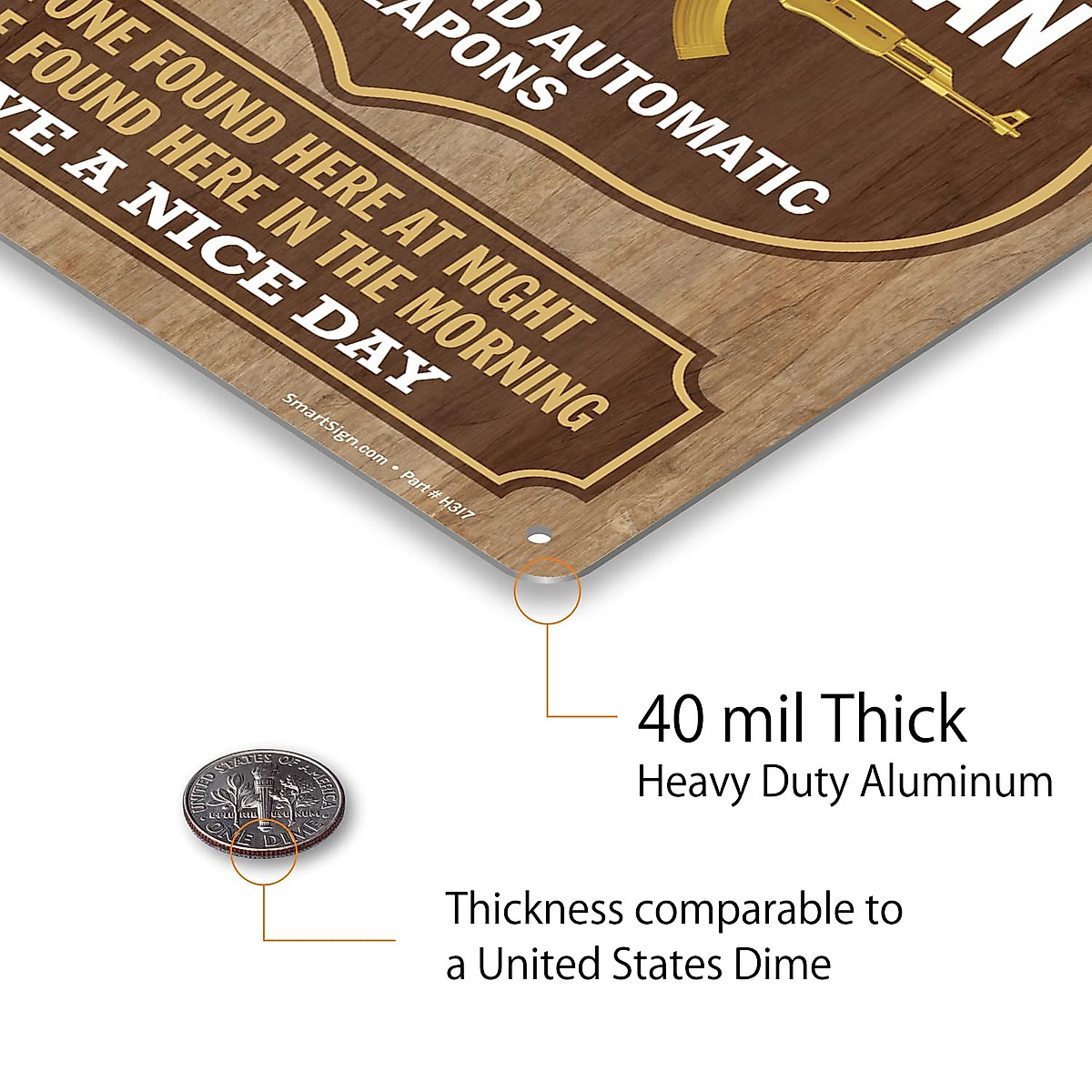 SmartSign 14 x 10 inch “No Trespassing Property Is Patrolled By A Crazy Woman” Funny No Trespassing Sign with Gun Graphic, 40 mil Laminated Rustproof Aluminum, Multicolor, Made in USA