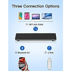 BS.Neytuel Soundbar for TV with Bluetooth Speakers for TV Home Theater Audio Surround Sound System Small Sound Bar with Subwoofer for TV PC Projectors Tablets,Remote Control