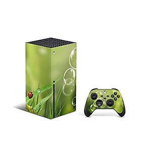 ZOOMHITSKINS Compatible with X1 Series X, Summer Green Morning Dew Grass Ladybug, Durable, Bubble-Free, Made in The USA
