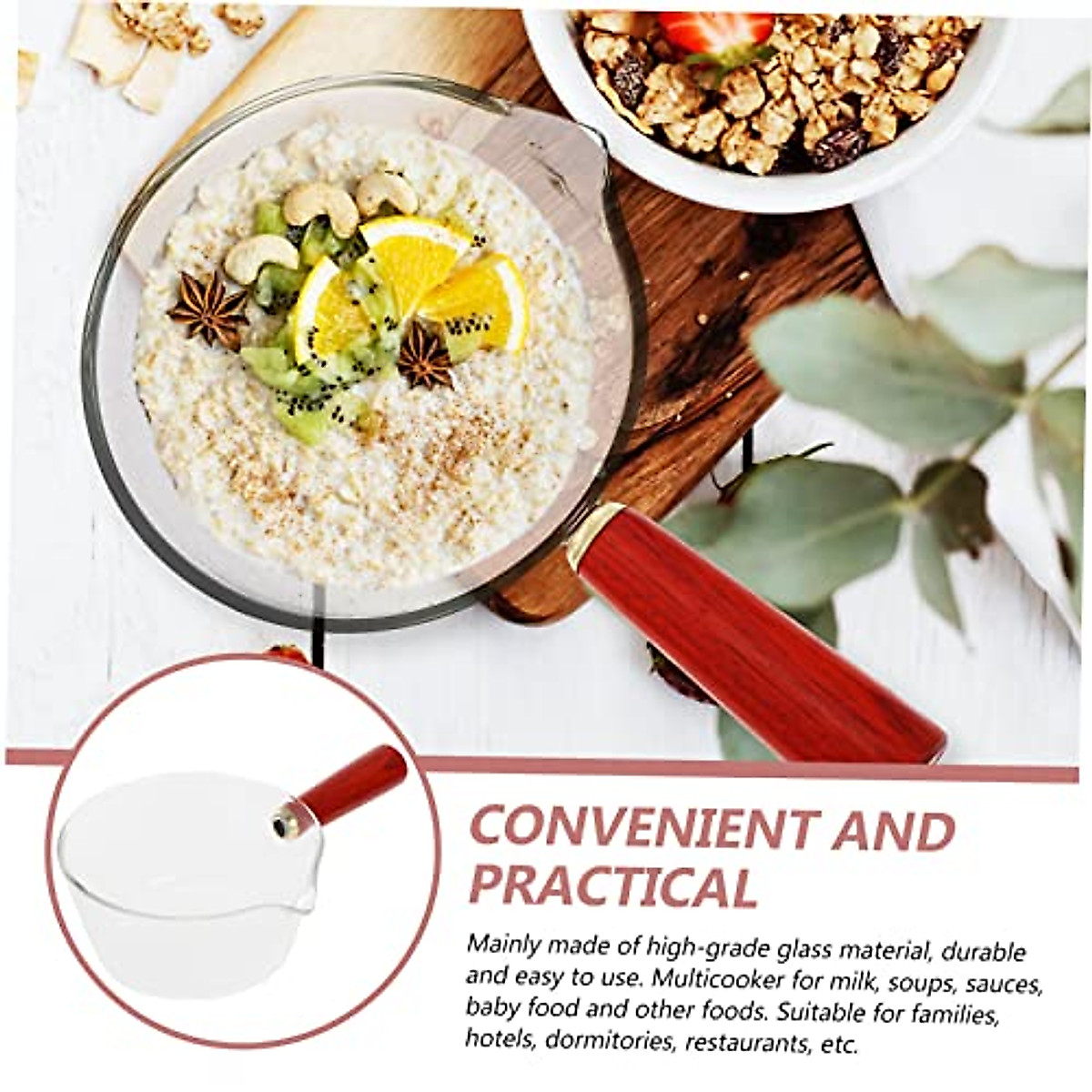 FUOYLOO small milk pot cooking saucepan small soup pot wax melting pot mini butter warmer spouted milk pot 1 qt saucepan with lid small pot serving bowl oven Glass French baby candy