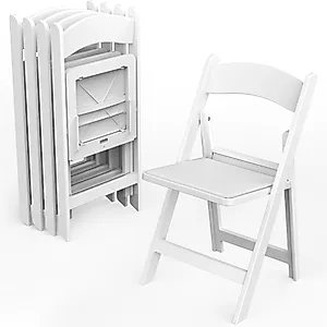 Allpop 4 Pack Resin Folding Chair with Vinyl Padded Seat, 550LB Capacity, Commercial Chair Set for Party Wedding Picnic Events, White