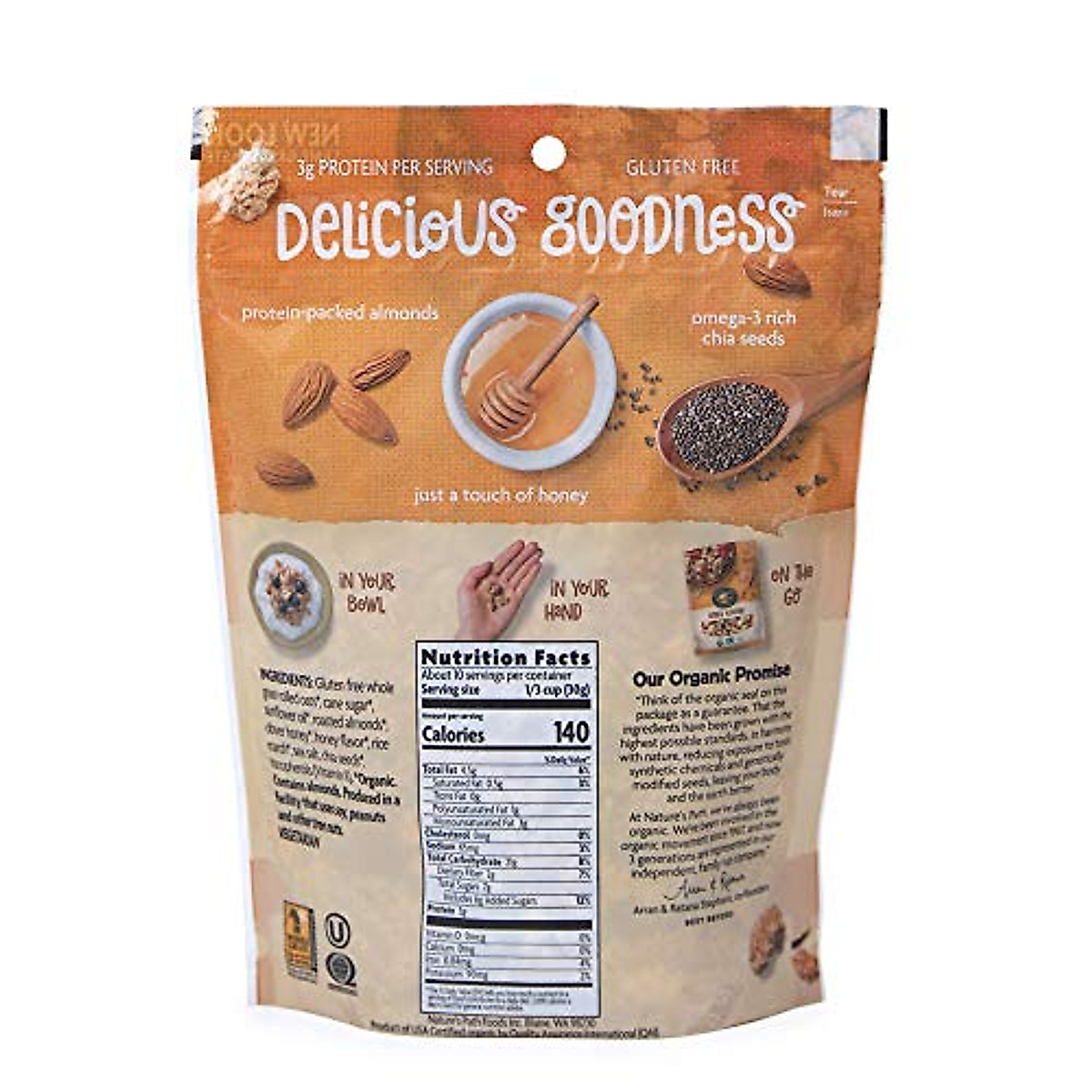 Nature's Path Organic Gluten Free Honey Almond Granola, 11 Ounce