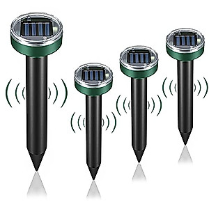 Gopher Repeller Ultrasonic Solar Mole Repellent 4 Pack Solar Mole Repellent & Gopher Repellent Ultrasonic Solar Powered Waterproof for Yard & Garden