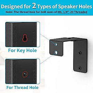 Universal Speaker Wall Mount Brackets for Samsung Sony Vizio Bose Klipsch and More Speakers with Speaker Wire - Wall Speaker Mount for Satellite & Surround Sound Speakers with Keyhole and Thread Hole