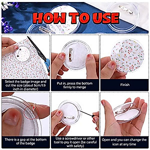 Lusofie 12 Set Acrylic Clear Craft Button with Pin Design Button Pins Badge Blank Button Pins for Craft Supplies, DIY Badges, School Projects(2.27 Inch)