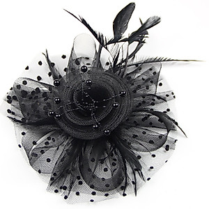 Cocktail Fascinator Hat 20s Pillbox Tea Party Hat Wedding Headwear Kentucky Derby Hats for Women(Black)