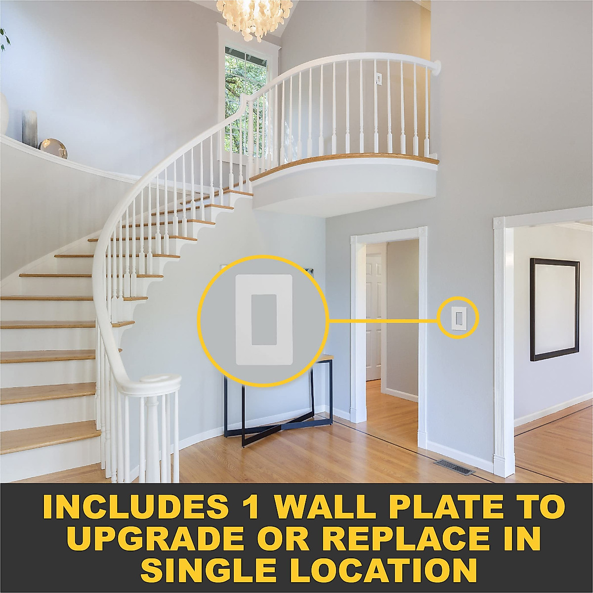 Faith White 1-Gang Screwless Wall Plate (1-pack) | Light Switch Plate or Wall Plate for Electrical Outlet | 1-Gang Wall Plate for Decorator Switches and Receptacles | Heat-Resistant Thermoplastic