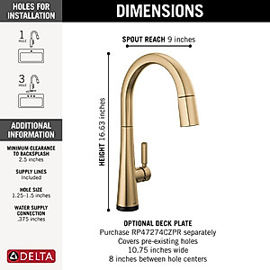 Delta Faucet Monrovia Gold Kitchen Faucet Touch, Touch Kitchen Faucets with Pull Down Sprayer, Kitchen Sink Faucet, Delta Touch2O Technology, Lumicoat Champagne Bronze 9191T-CZ-PR-DST