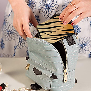 Slim Minimalist Soft Leather Mini Case Holder Organizer Wallet for Women Men Tiger Print Animal