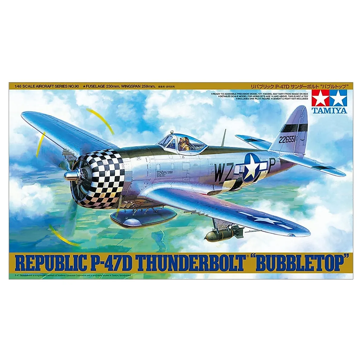 Tamiya 61090 1/48 P-47D Thunderbolt Bubbletop Plastic Model Airplane Kit