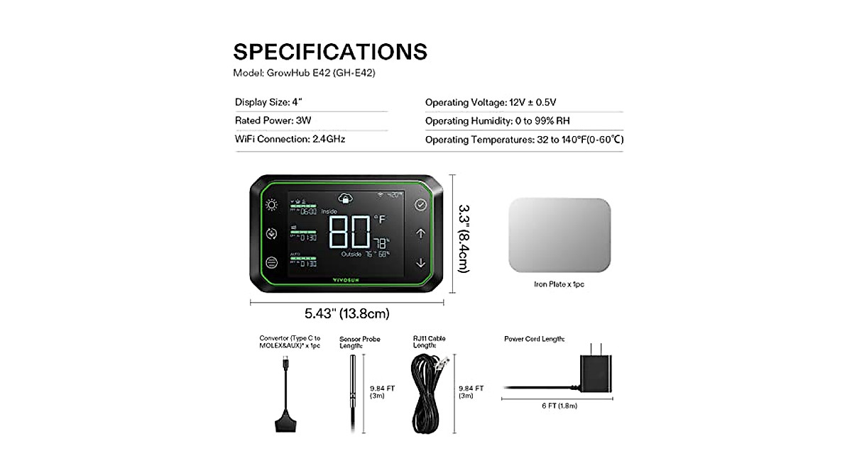 VIVOSUN GrowHub Controller E42 | WiFi Smart Grow Tent Control