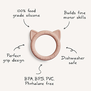 mushie Silicone Baby Teether Toy | Cat (Blush)