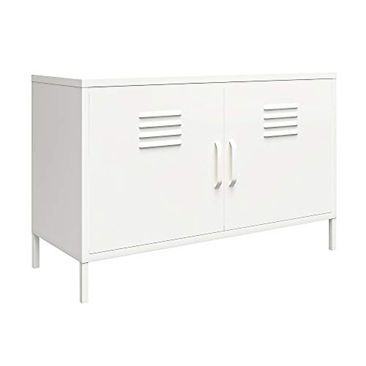 REALROOMS Shadwick 2 Door Wide Metal Locker Accent Storage Cabinet, Soft White