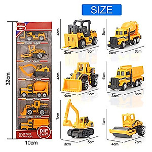 Dreamon Alloy Construcion Trucks for 3 Year Old Boys Birthday Party Cake Toppers for Kids Toddlers Mini Pocket Size Models Play Vehicles Cars Toys (6Pcs Set)