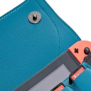 Switch Case Compatible with Nintendo Switch/OLED, FUNLAB Portable Switch Carrying Case with 10-Game-Card Slots & Accessories Storage- Blue