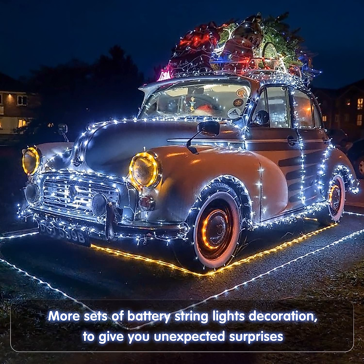 JMEXSUSS White Battery Operated String Lights Outdoor Waterproof, 33ft 100 LED Battery Power Christmas Lights Indoor, 8 Modes Twinkle Fairy Mini Lights with Remote for Wedding Bedroom Tree