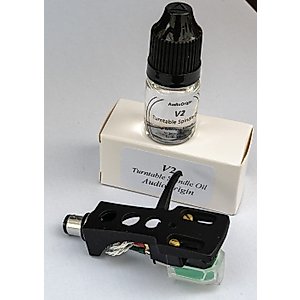Black Headshell with AT VM95e Elliptical Stylus, Cartridge, Silver Litz Connections and V2 Pro Lube for Technics SL1200, SL1210, SL1600, SL1610, SL1700, SL1800, SL1810, SL3200, SL3300, SL3350