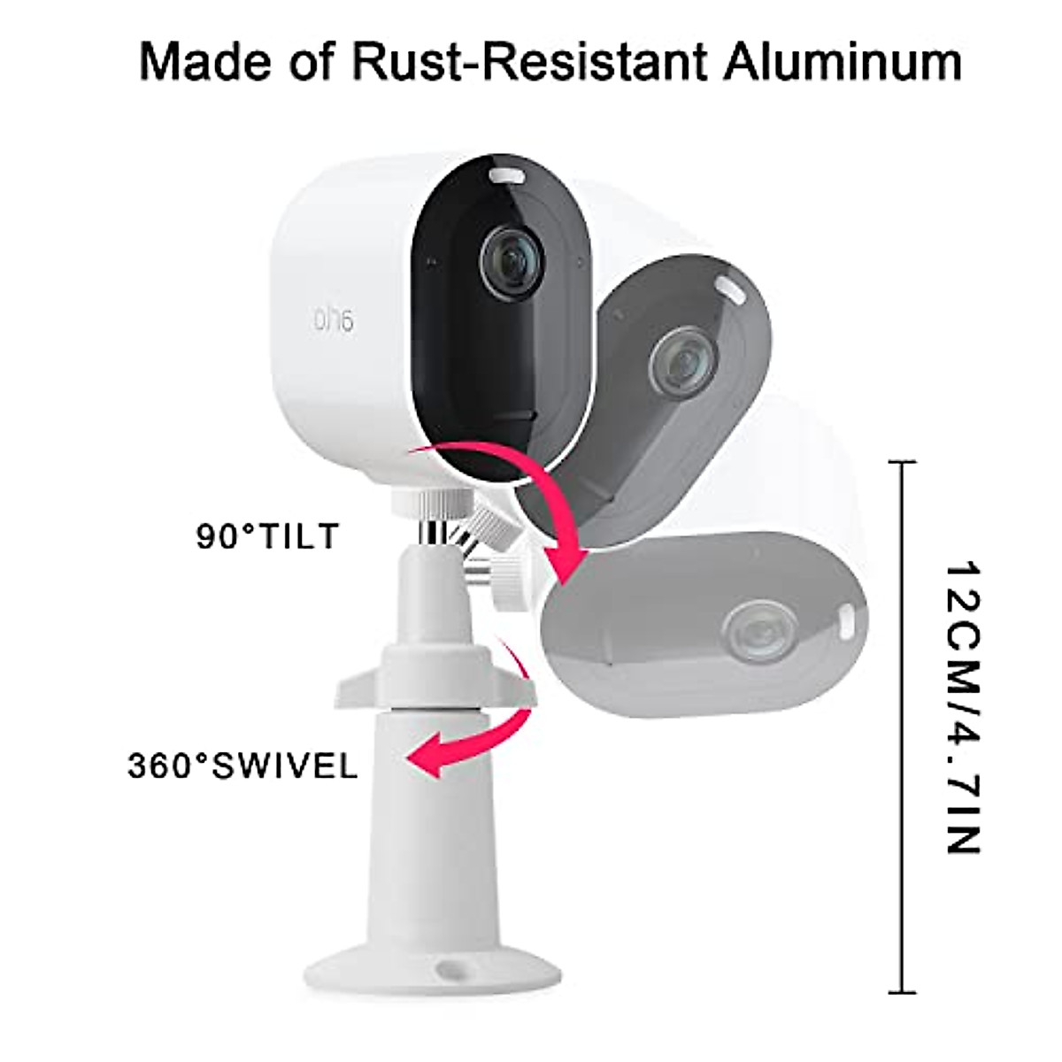 (2 Pack, Metal), BFYTN Security Camera Metal Wall/Ceiling Mount, Adjustable Indoor/Outdoor Mount Compatible with Arlo, Arlo Pro 2 3, Arlo Ultra CCTV Camera and Compatible Camera with 1/4 Screw Head