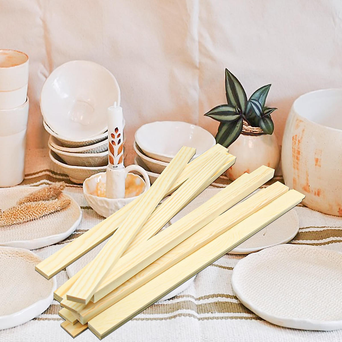 10Pcs Pottery Teaching Rolling Mud Stick Guide, Wooden Clay Rolling Pin for Clay Tools, Pottery Tools with Clay Slab Roller & Clay Guides Sticks, Ceramic Tools for Pottery Fixing Clay Thicknesses