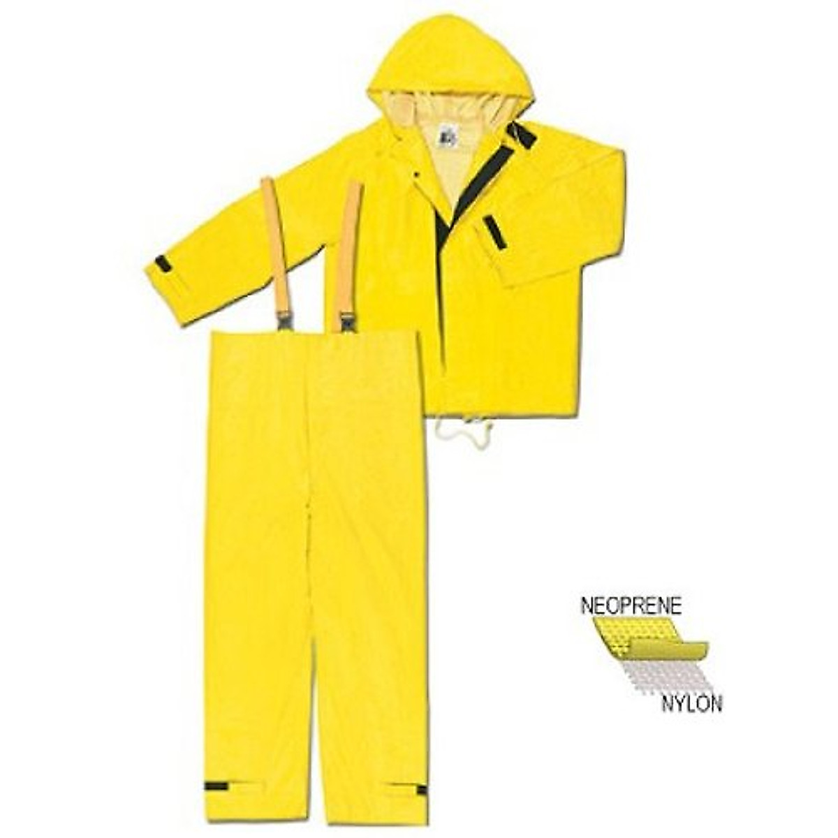 MCR Safety 8402X5 Hydroblast Neoprene/Nylon 2-Piece Rainsuit with Attached Hood, Yellow, 5X-Large