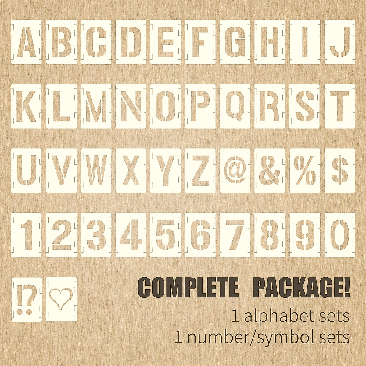 42pcs Traceable Interlocking Stencil Template Set, 3 Inch Reusable Letter Stencils, Alphabet Numbers and Symbols for Painting On Wood Bullet Journal Canvas Rock Sign Wall Art Fabric Chalkboard