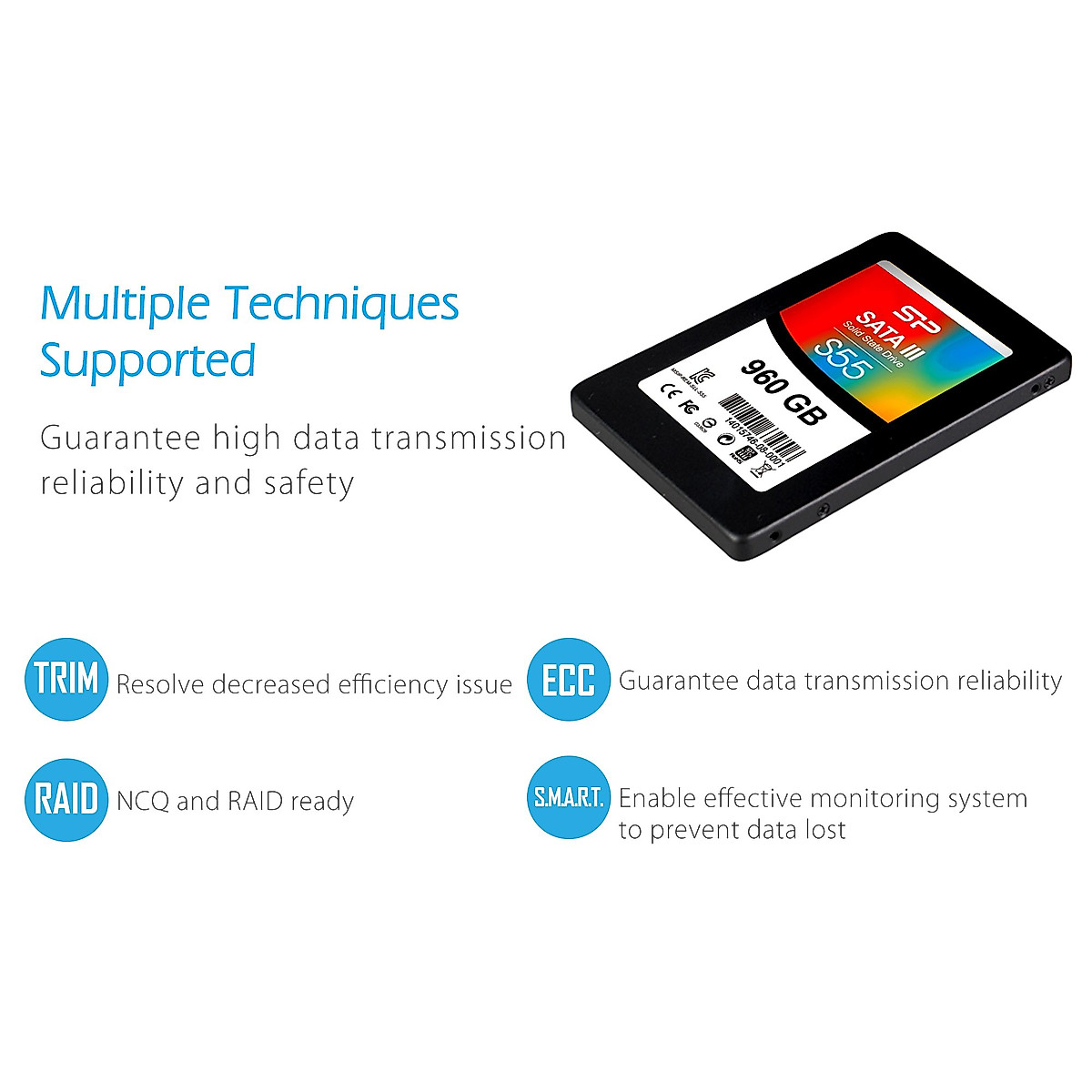 Silicon Power 480GB SSD S55 TLC (SLC Cache Performance Boost) SATA III 2.5" 7mm (0.28") Internal Solid State Drive- Free-download SSD Health Monitor Tool Included (SP480GBSS3S55S25AE)
