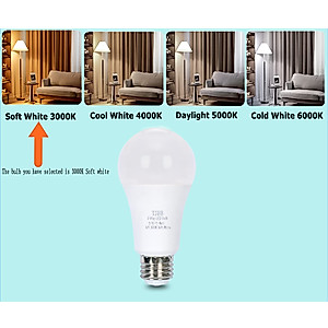 TJBB UL Listed 4-Pack 3 Way Light Bulbs Soft White 3000K 50 100 150 Watt Equivalent, Perfect for Reading, Standard A19 Indoor Led Bulb, 5/10/15 Watt Energy Efficient Bulb
