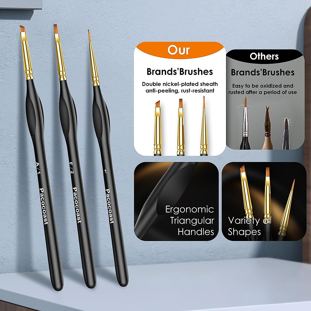 Detail Paint Brushes Set, 12PC Miniature Brushes for Fine Detailing & Art Painting, Small Tiny Paint Brush Perfect for Acrylic, Citadel, Paint by Number, Figurine, Craft, Models, Warhammer 40k (Black)