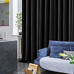 Deconovo Solid Thermal Insulated Grommet Blackout Curtains/Drapes for Bedroom and Living Room (2 Panels Set, 42 inches Wide by 63 inches Long, Black)
