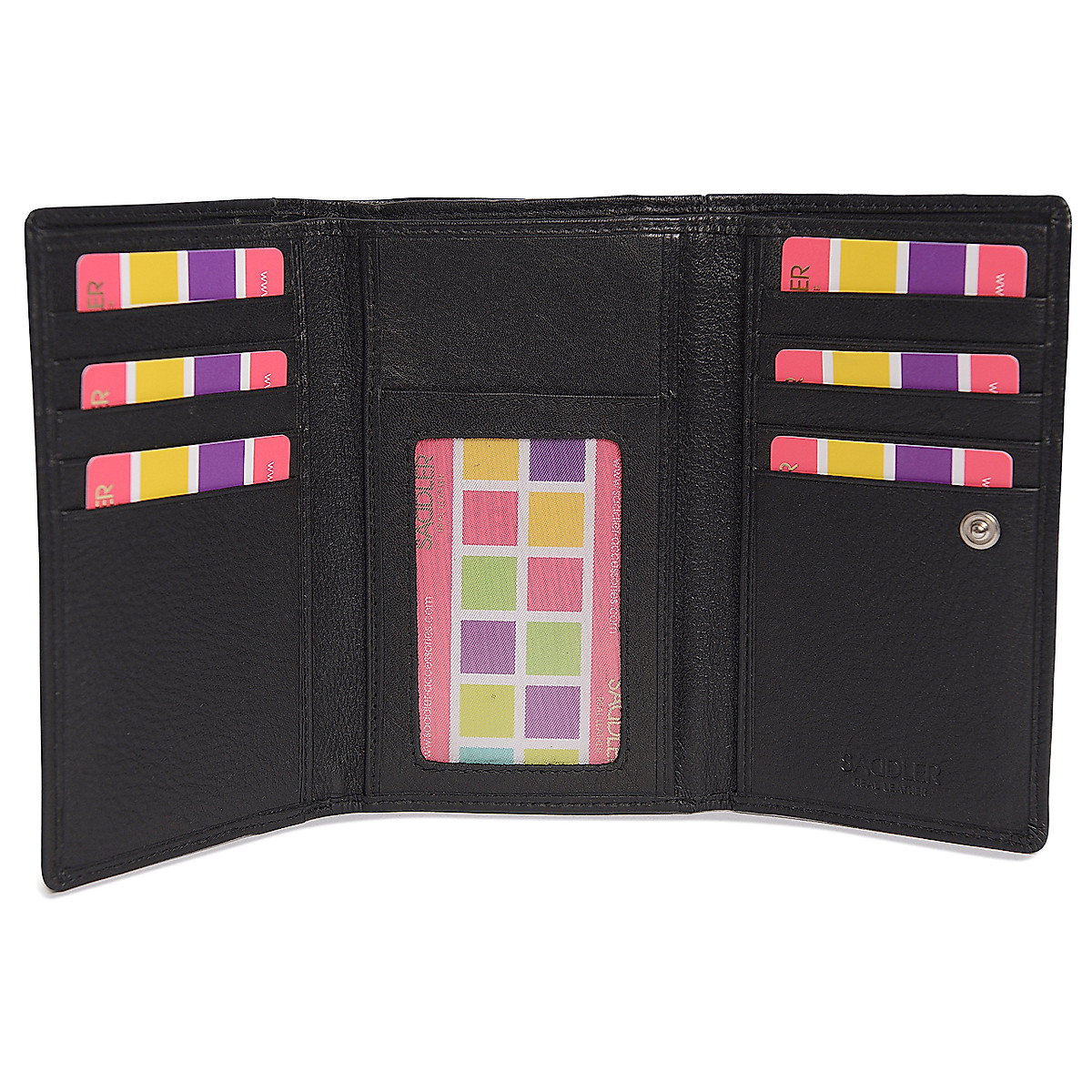 SADDLER Womens Luxurious Leather Trifold RFID Protected Wallet Clutch Purse with Zipper Coin Purse | Designer Multi Credit Card Holder for Ladies | Gift Boxed - Black