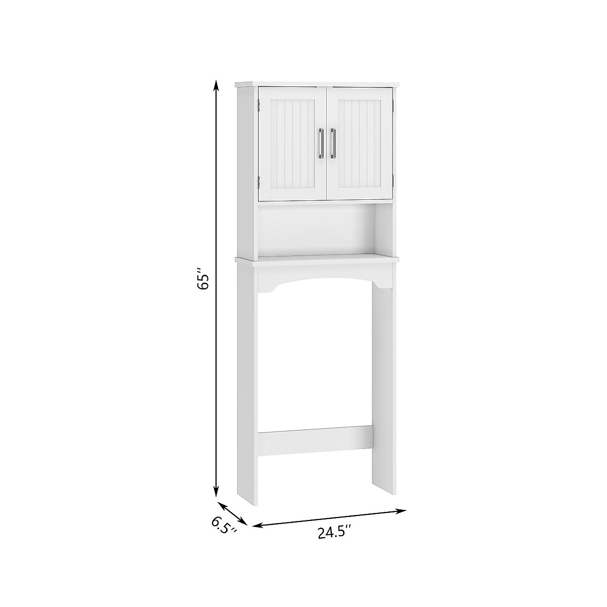 GarveeHome Over The Toilet Storage Cabinet, Double Door Bathroom Storage Organizer with Anti-Tip Device, Small Freestanding Space Saver with Open Shelf，White