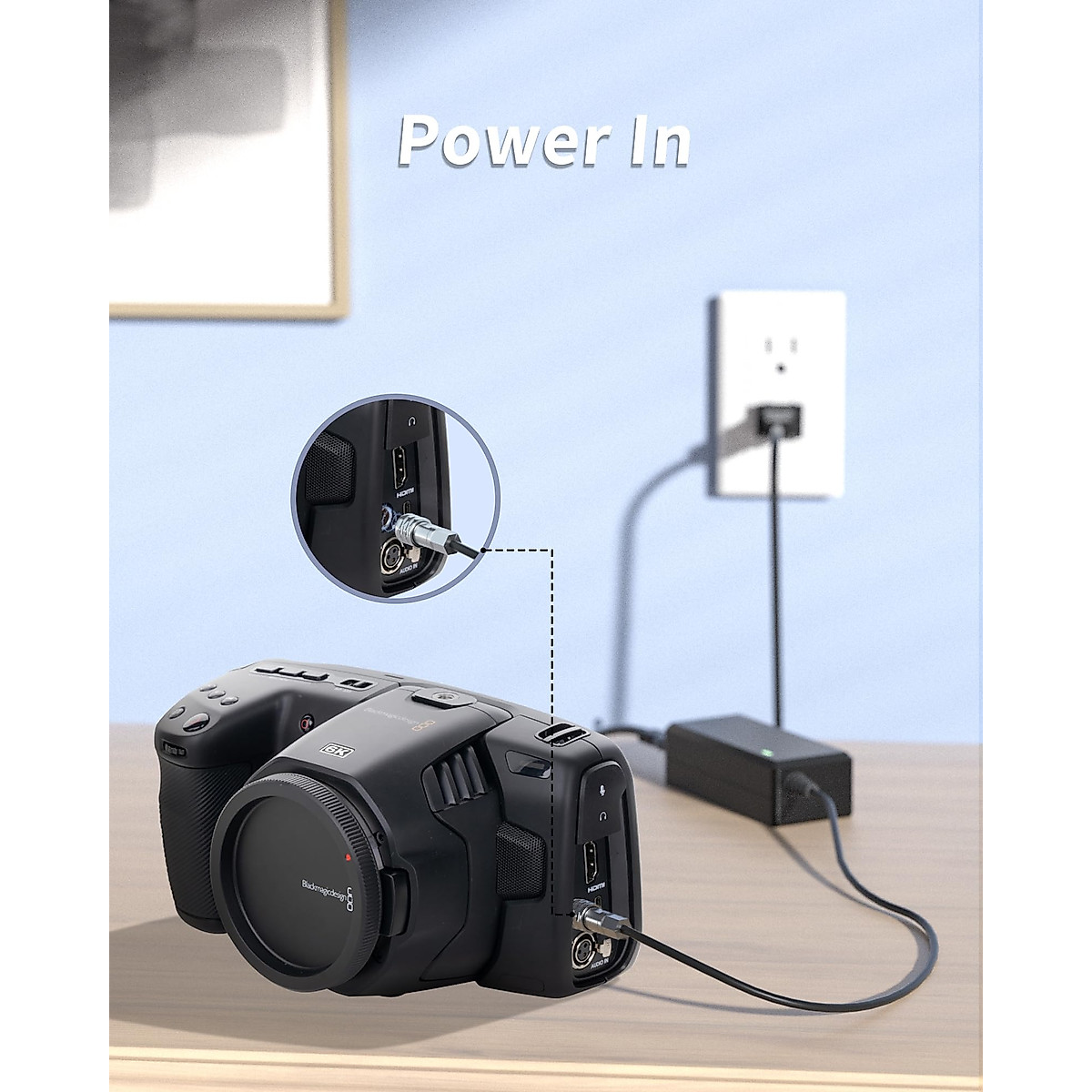 AC Charger for Blackmagic Pocket Cinema Camera 4K, 6K, 6K Pro, 6K G2, BMPCC 4K 6K Pro G2 Replacement Blackmagic Camera 4K 6K Power Adapter (UL Listed)