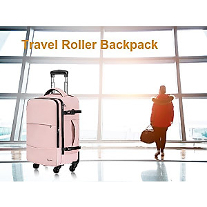 Rolling Backpack with 4 wheels, 17 inch Travel Laptop Backpack for Women with Shoe Pouch, Large Wheeled Backpack Carry on Luggage, Overnight College Work Trolley Suitcase Bag Roller Backpack Adults