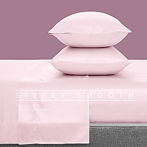 Cobedzy Satin Body Pillow Cover, 20x54 Body Pillow Cover Cooling, Blush Pink Body Pillowcase, Soft Silky Body Pillow Case with Envelope Closure