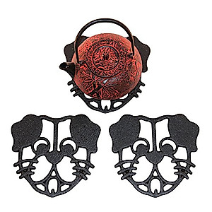 Dog Cast Iron Trivet for Hot Pots & Kitchen & Dining Table, Dog Lover Gifts & Dog Decor, Metal Wall Art, 2 or More for Set, Black, 7 by 6.5 Inches