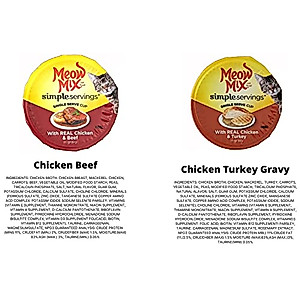 ILC Buy Meow Mix Simple Servings Variety Bundle| 6 Flavors,(2) Each: Chicken Turkey, Tuna Whitefish, Chicken Beef, Tuna Salmon, Chicken Breast, Tuna Shrimp (1.3 OZ) Plus Foam cat Toy Ball Magnet.