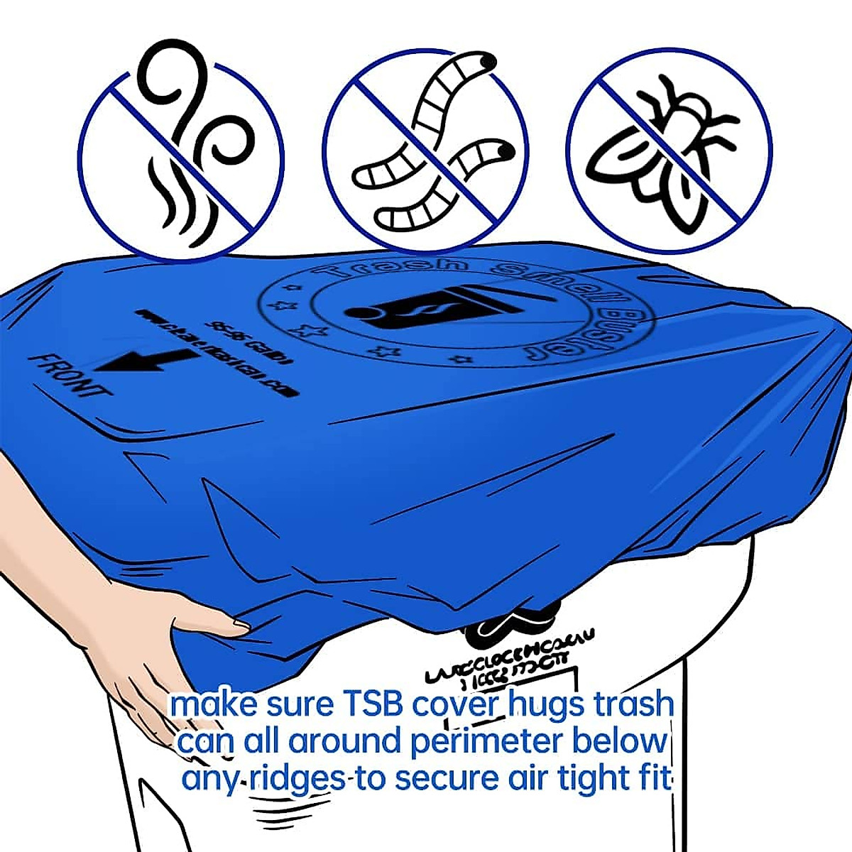 trash smell buster, Trash Can Cover, Odor Eliminating Bag with Elastic Rubber Band, Lemon Scented, Eliminates Odor from Trash, Durable, Effective, 95 Gallon, 1 Cover