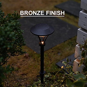 GOODSMANN Low Voltage Path Lights Landscape Lighting 1 Watt LED 60 Lumens Flood Lights with Metal Stake for Garden Yard Patio Area Outdoor Lighting (4 Pack) 9920-2104-04