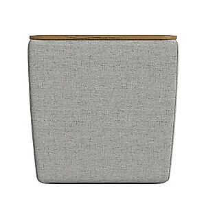 HomePop Home Decor Storage Ottoman with Wood Top|Upholstered Modern Square Storage Ottoman with Storage for Living Room & Bedroom, Gray Woven