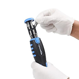 Amazon Basics 12 Piece in-1 Magnetic Ratchet Screwdriver, Blue, Black, Silver