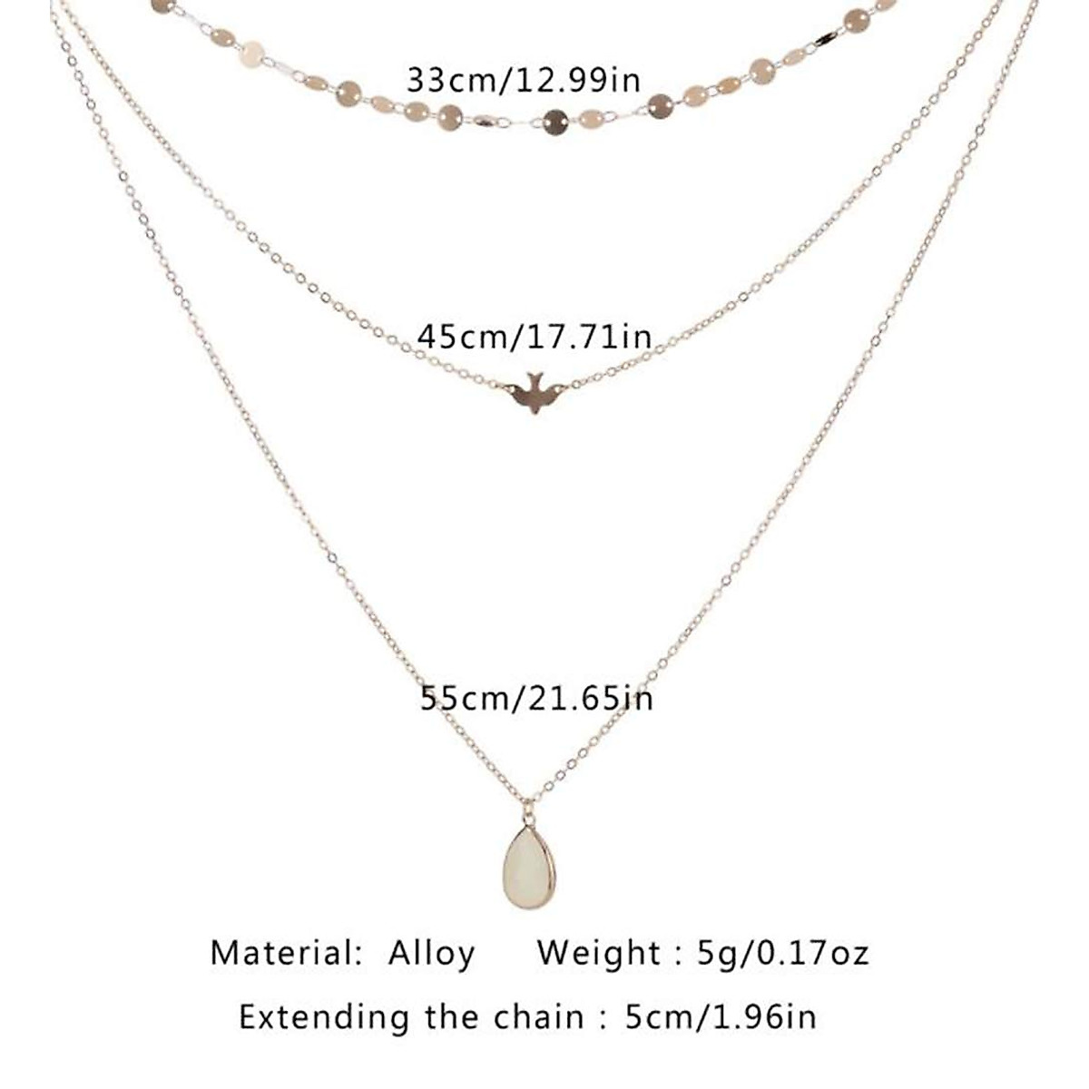 Chmier Bohemia Layered Choker Necklace Gold Disc Choker Dove Necklace Gemstone Necklace Pigeon Gem Charm Pendant Necklace Peace Jewelry for Women