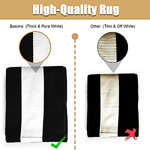 Basima Black and White Striped Outdoor Rug, 27.5" X 43" Washable Cotton Layering Stripe Front Door Entrance Mat, Layered Porch Rugs, Indoor Farmhouse Entry Way Doormats for Kitchen & Laundry