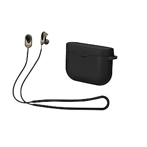kwmobile Case & Strap Compatible with Sony WF-1000XM3 Case - Cover & Cord Holder Set - Black/Black