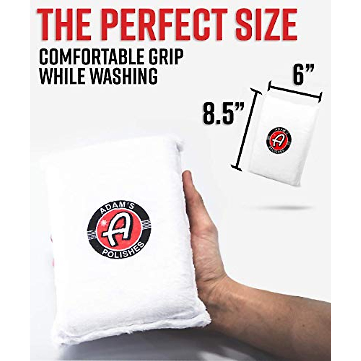 Adam's Microfiber Car Wash Sponge – Premium Scratch Free Microfiber Mitt for Car Cleaning | Car Detailing Accessory Works with Bucket, Car Shampoo Soap, Foam Cannon or Foam Gun | Boat RV Motorycle