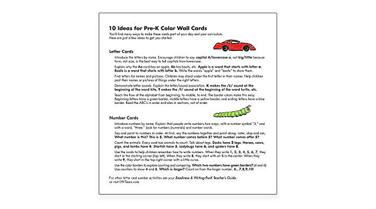 Learning Without Tears Color Wall Cards for Classrooms