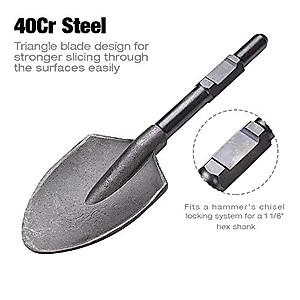 Yescom Clay Spade Chisel Shovel Scoop Bit for 1-1/8" Hex Shank Electric Demolition Jack Hammer Garden Lawn